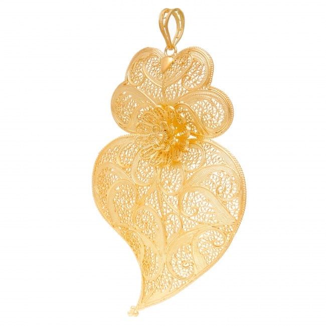 Colar Coração de Viana XL em Prata Dourada - Portugal Jewels Colar Coração de Viana XL em Prata Dourada - Portugal Jewels